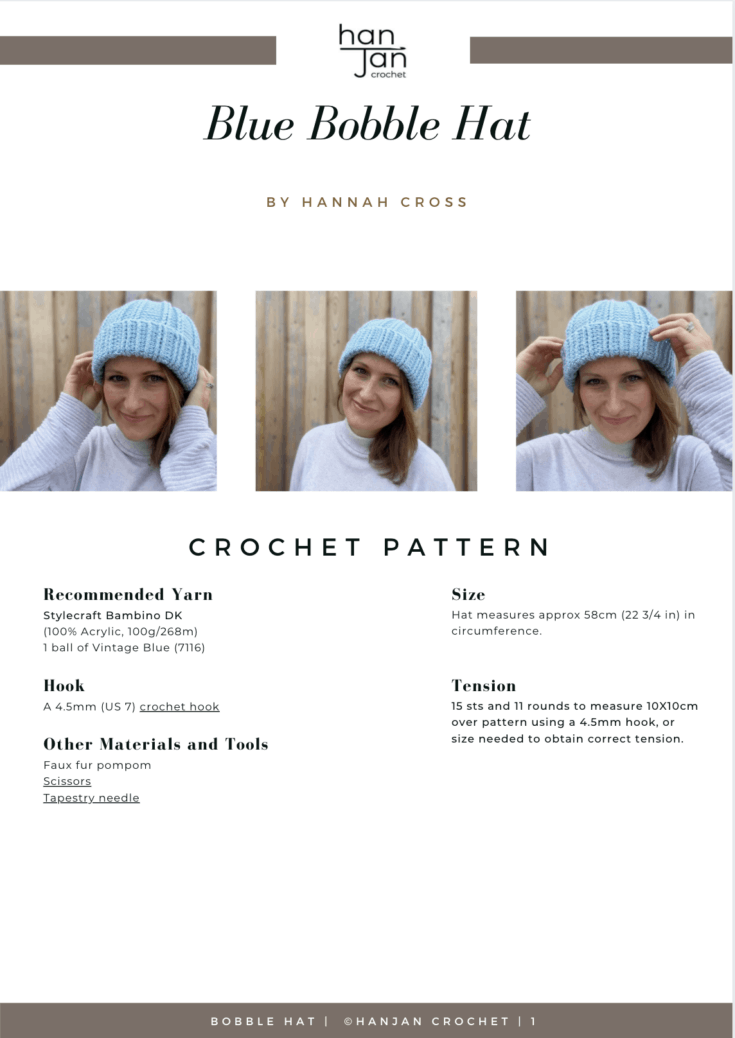 Free Weston Winter Crochet Bobble Hat Pattern | HanJan Crochet